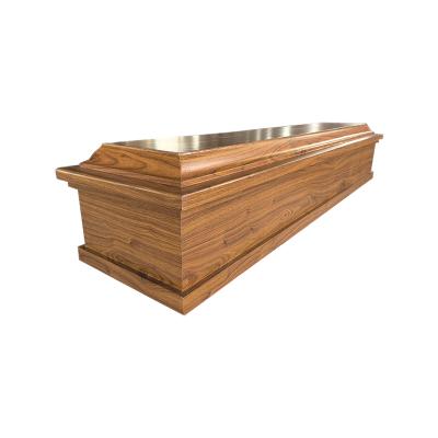 China Eco Friendly Wooden Burial Casket High Gloss Finish Natural Wood Grain for sale