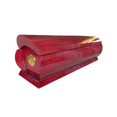 China OEM Custom Wood Caskets Polished Finish Classic Burial Casket With Gently Curved Lid for sale