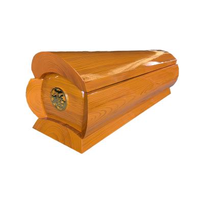 China Modern Classic Wooden Caskets For Human Ashes Sleek Lines Solid Wood Coffin for sale