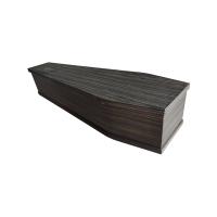 China Handcrafted Wooden Burial Coffin Dark Wood Grain Finish Timeless Style for sale