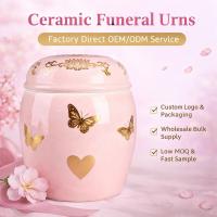 China Ceramic Funeral Urns Supplier Pink Glaze Gold Detail for sale