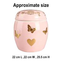 China Ceramic Funeral Urns Supplier Pink Glaze Gold Detail for sale