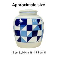 China Blue Geometric Glaze OEM Wholesale Ceramic Funeral Urns for sale
