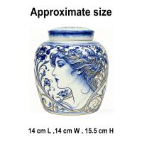 China Blue Portrait Art Design OEM WholesaleCeramic Funeral Urns for sale