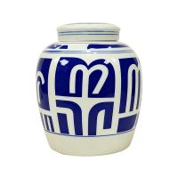 China Blue Monogram Style OEM Wholesale Ceramic Funeral Urns for sale