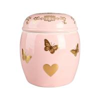 China Ceramic Funeral Urns Supplier Pink Glaze Gold Detail for sale