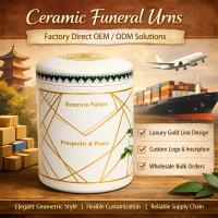 China Ceramic Funeral Urns White Gold Geometric OEM Wholesale for sale