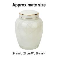 China Ceramic Funeral Urns Ivory Crackle Glaze Gold Rim OEM for sale