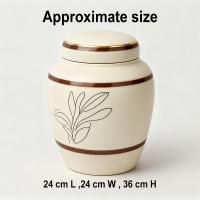 China Ceramic Funeral Urns Cream Brown Band Minimal OEM Wholesale for sale