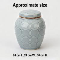 China Ceramic Funeral Urns Grey Embossed Pattern OEM Wholesale for sale