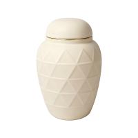 China Ceramic Funeral Urns Ivory Geometric Texture OEM Wholesale for sale