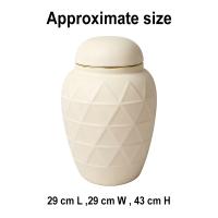 China Ceramic Funeral Urns Ivory Geometric Texture OEM Wholesale for sale