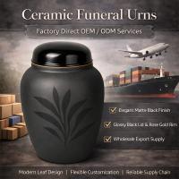 China Ceramic Funeral Urns Bulk Supply Modern Black Gloss Lid for sale