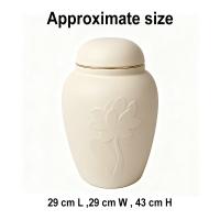 China Ceramic Funeral Urns Ivory Embossed Flower OEM Wholesale for sale