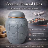 China Ceramic Funeral Urns Grey Geometric Texture OEM Wholesale for sale