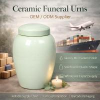 China Ceramic Funeral Urns Glossy Mint Green OEM Wholesale for sale