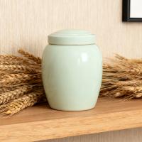 China Ceramic Funeral Urns Glossy Mint Green OEM Wholesale for sale