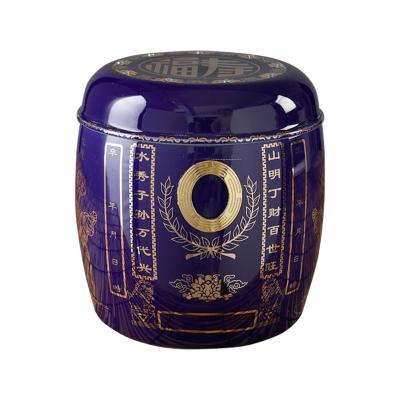 China Ceramic Adult Urns Navy Blue Gold Asian Style OEM Wholesale for sale