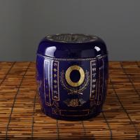 China Ceramic Adult Urns Navy Blue Gold Asian Style OEM Wholesale for sale