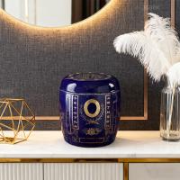 China Ceramic Adult Urns Navy Blue Gold Asian Style OEM Wholesale for sale