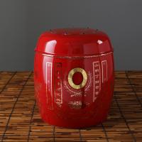 China Ceramic Adult Urns Red Gold Traditional Style OEM Wholesale for sale