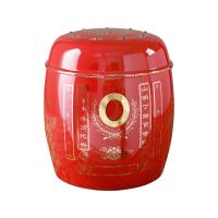 China Ceramic Adult Urns Red Gold Traditional Style OEM Wholesale for sale