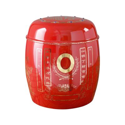 China Ceramic Adult Urns Red Gold Traditional Style OEM Wholesale for sale