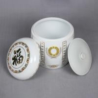 China Ceramic Adult Urns White Gold Traditional Style OEM Wholesale for sale
