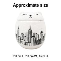China Ceramic Pet Urns White Cat Lid City Sketch OEM Wholesale for sale