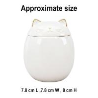China Ceramic Pet Urns White Cat Lid Gold Detail OEM Wholesale for sale