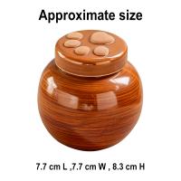 China Ceramic Pet Urns Wood Grain Brown Paw Lid OEM Wholesale for sale