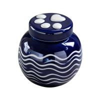 China Ceramic Pet Urns Navy Wave Design Paw Lid OEM Wholesale for sale