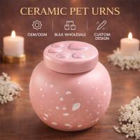 China Ceramic Pet Urns Pink Speckled Paw Heart Lid OEM Wholesale for sale
