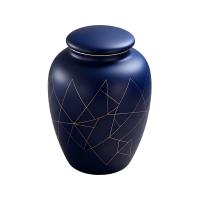 China Ceramic Pet Urns Navy Matte Gold Line Design OEM Wholesale for sale