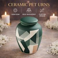 China Ceramic Pet Urns Custom Artwork Color Block Collection for sale