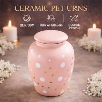 China Ceramic Pet Urns Cute Dot Pattern Private Label Supplier for sale