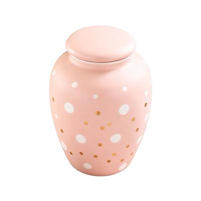 China Ceramic Pet Urns Cute Dot Pattern Private Label Supplier for sale