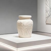 China Ceramic Pet Urns Custom Line Pattern Artwork OEM/ODM for sale