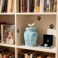 China Ceramic Pet Urns Cute Blue Speckle Design B2B Supplier for sale