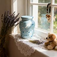 China Ceramic Pet Urns Cute Blue Speckle Design B2B Supplier for sale