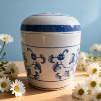 China Ceramic Pet Urns Glossy Finish Traditional Vine Design for sale