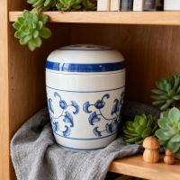 China Ceramic Pet Urns Glossy Finish Traditional Vine Design for sale