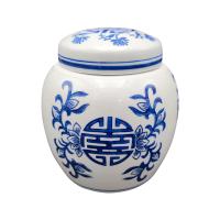 China Ceramic Pet Urns Bulk Supply Classic Blue Floral Export Ready for sale