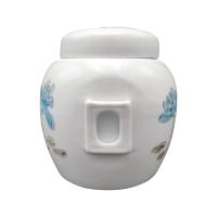 China Ceramic Pet Urns Glossy White With Floral Accents B2B for sale