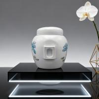 China Ceramic Pet Urns Glossy White With Floral Accents B2B for sale
