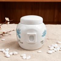 China Ceramic Pet Urns Glossy White With Floral Accents B2B for sale
