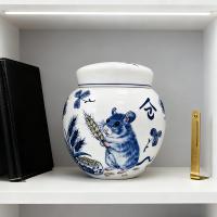 China Ceramic Pet Urns with Cute Blue Mouse Design for Pets for sale