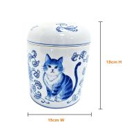 China Wholesale Ceramic Pet Urns Blue Cat Pattern for sale
