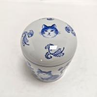 China Wholesale Ceramic Pet Urns Blue Cat Pattern for sale