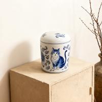 China Wholesale Ceramic Pet Urns Blue Cat Pattern for sale